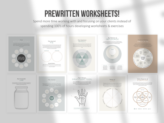 100 Life Coaching Worksheet Templates (grey) – simplifymysocials